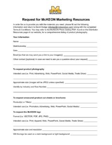 Request for Marketing Resources-DD | McKEON